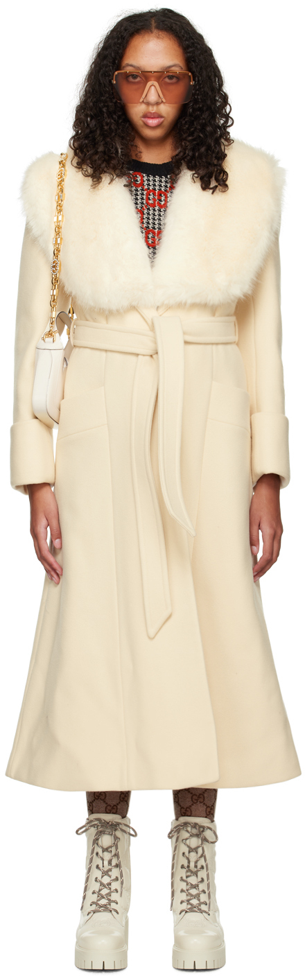 Gucci Off-White Belted Coat Gucci