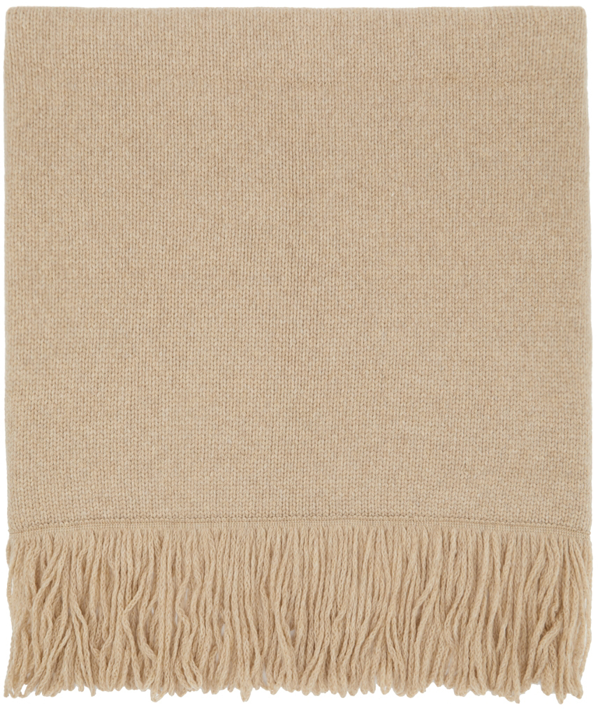 Boss Beige Virgin Wool Scarf BOSS