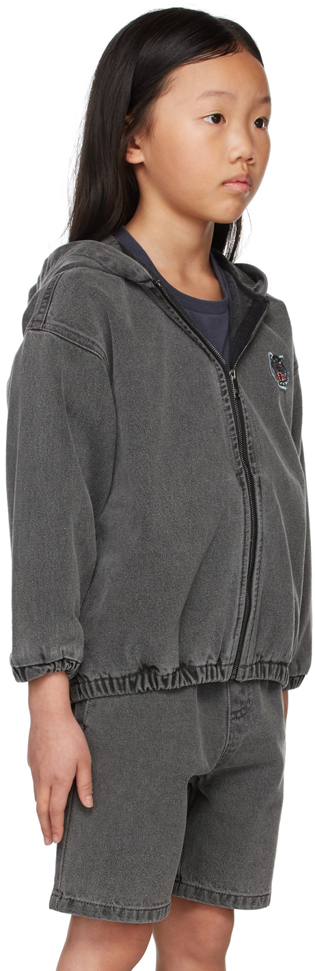 Kenzo Kids Gray Denim Tiger Jacket Kenzo