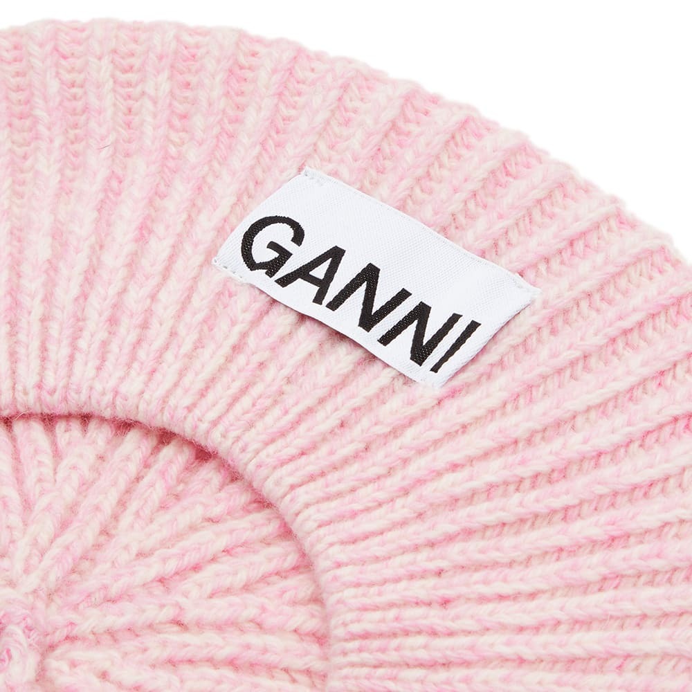 GANNI Women's Logo Structured Rib Beret in Lilac Sachet GANNI