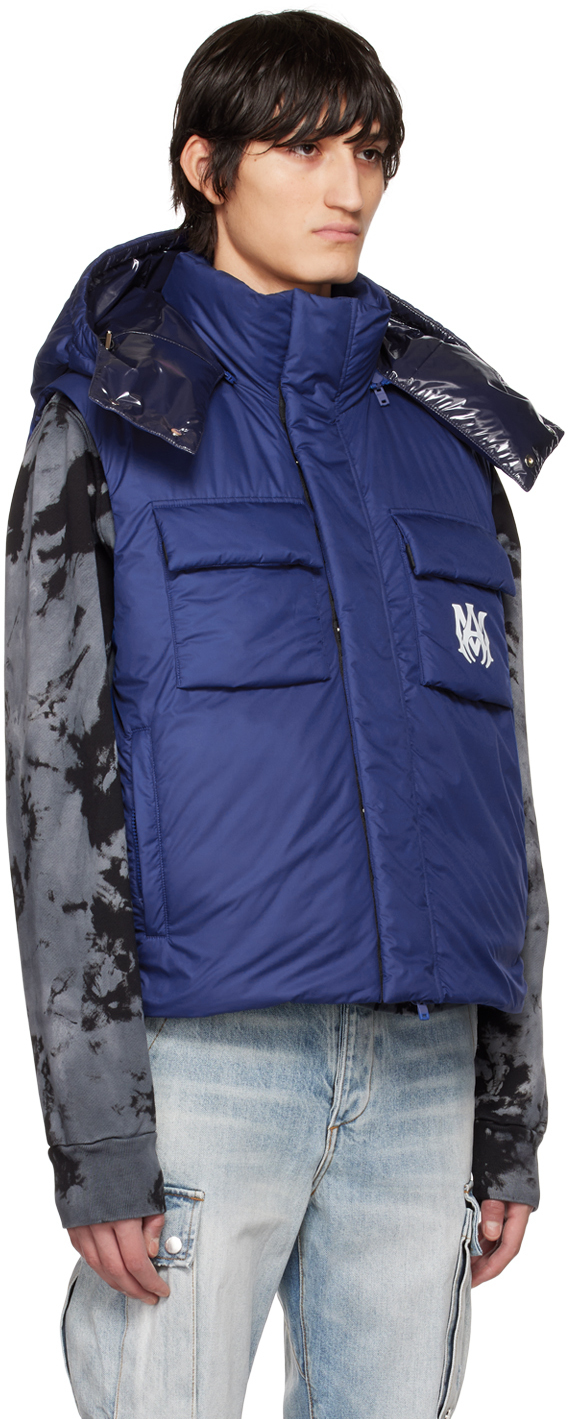 AMIRI Blue Hooded Down Vest Amiri