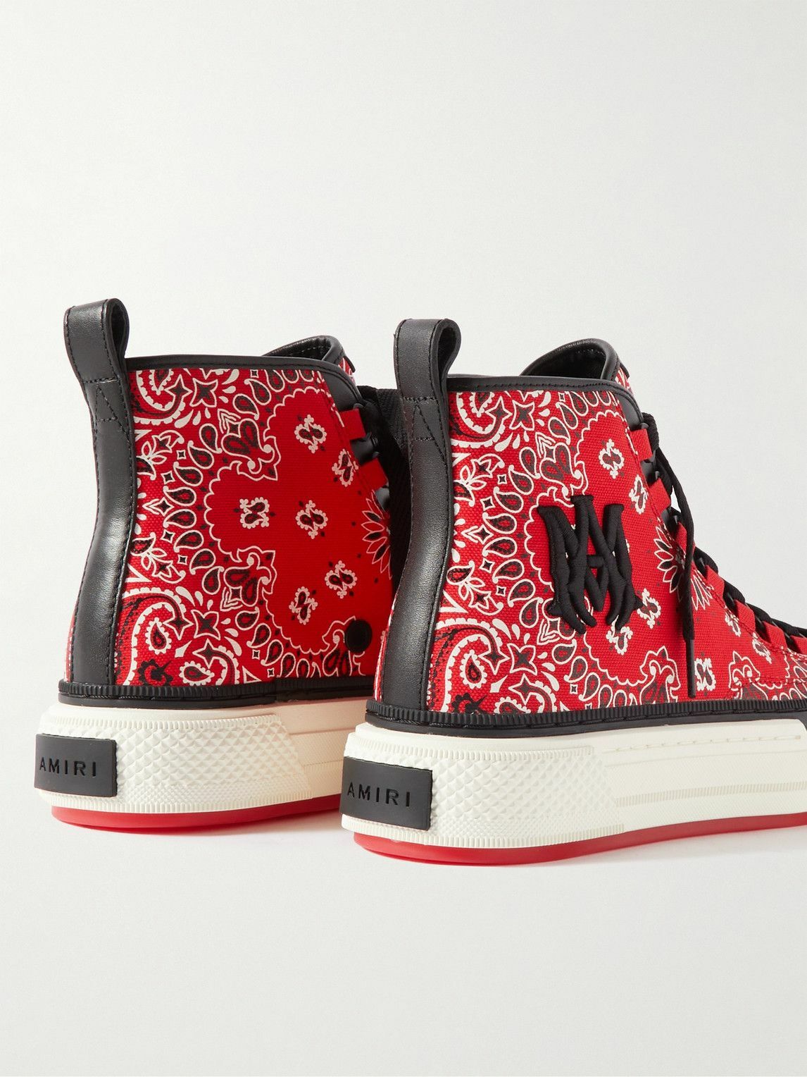 AMIRI - Leather-Trimmed Paisley-Print Canvas High-Top Sneakers - Red Amiri