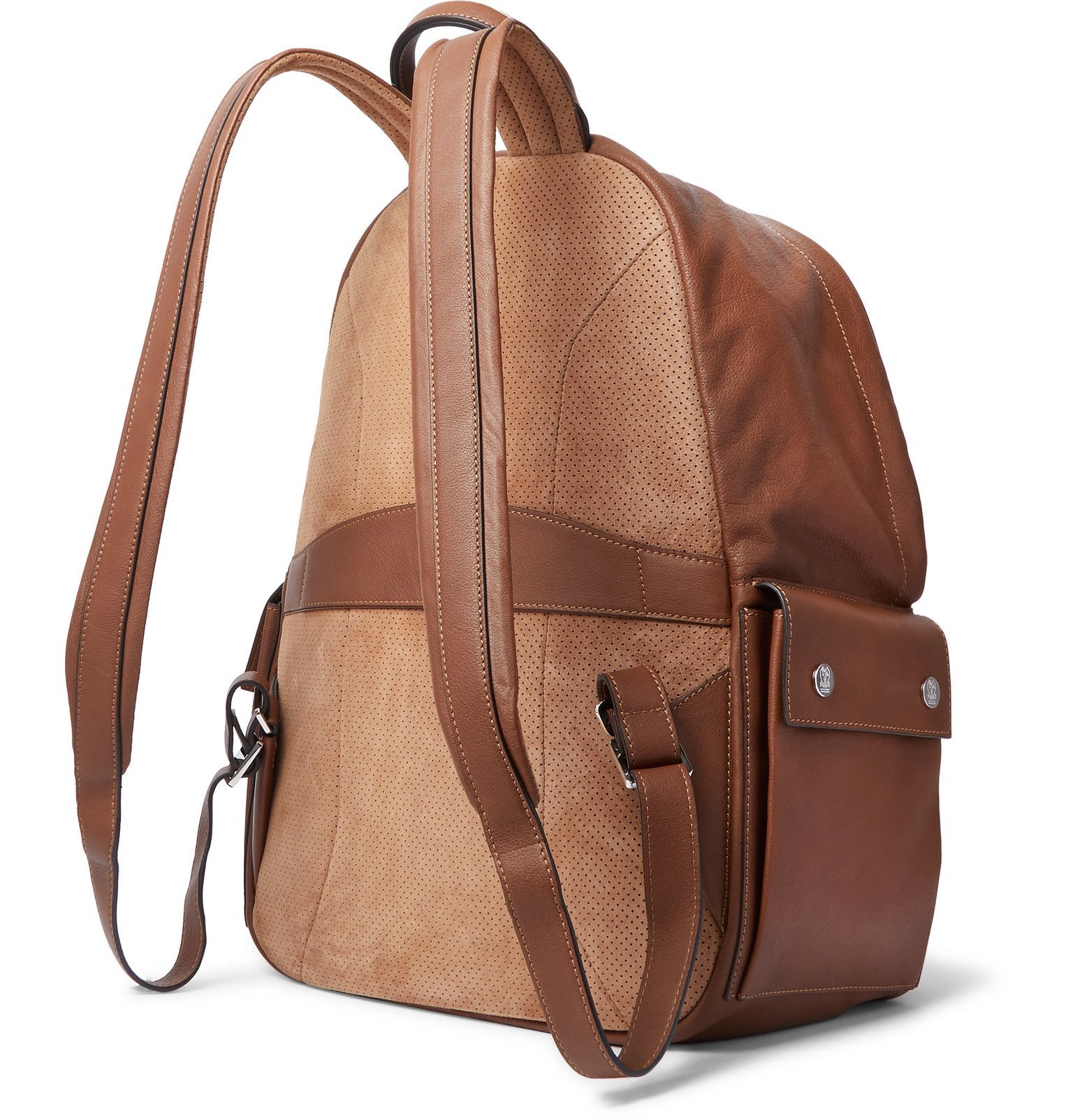 Brunello Cucinelli - Full-Grain Leather and Suede Backpack - Brown ...