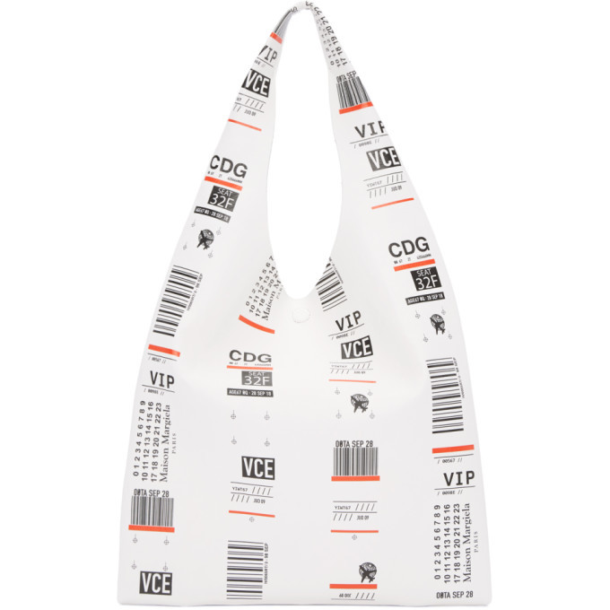 Maison Margiela White Luggage Label Tote Maison Margiela