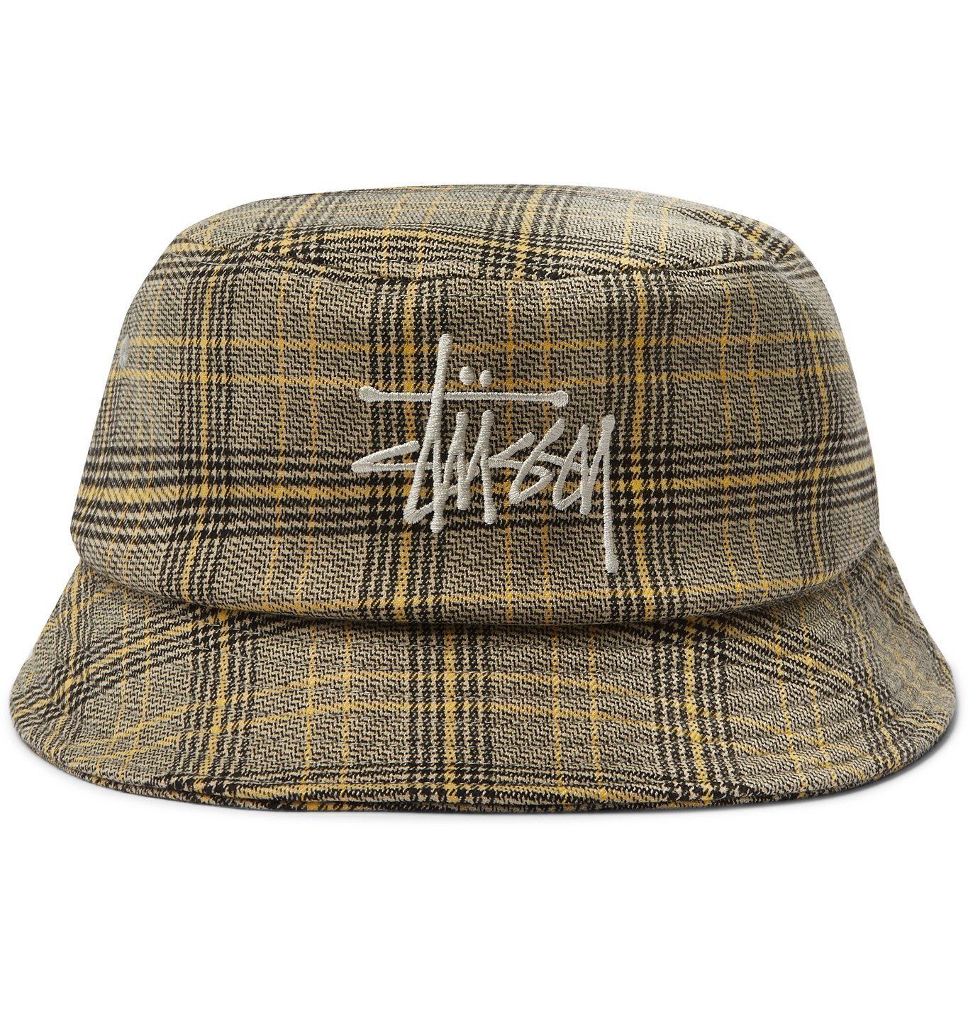 Stüssy - Logo-Embroidered Checked Flannel Bucket Hat - Neutrals Stussy