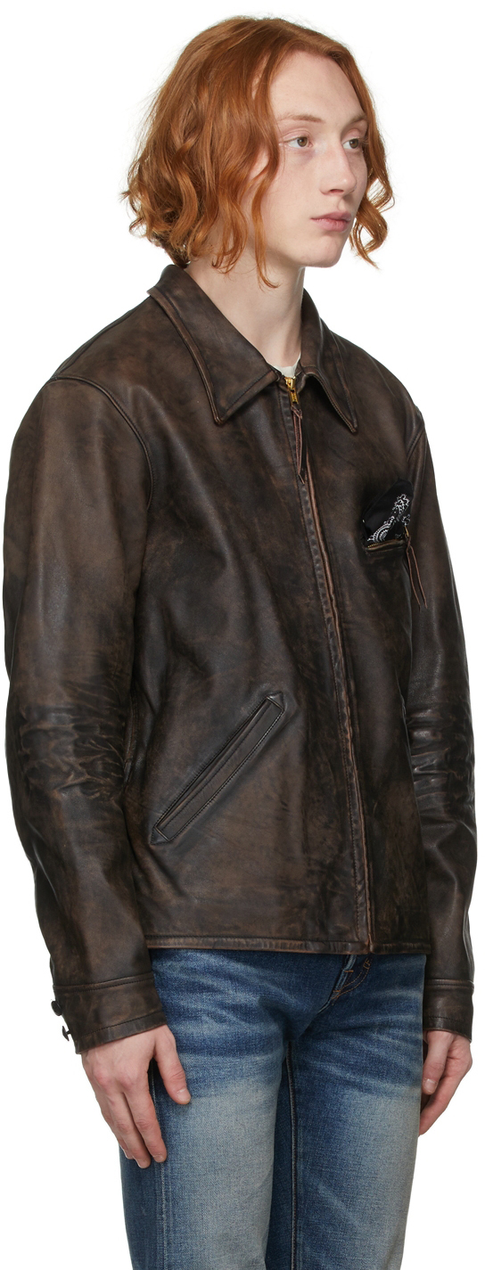 RRL Brown Lynton Moto Jacket RRL