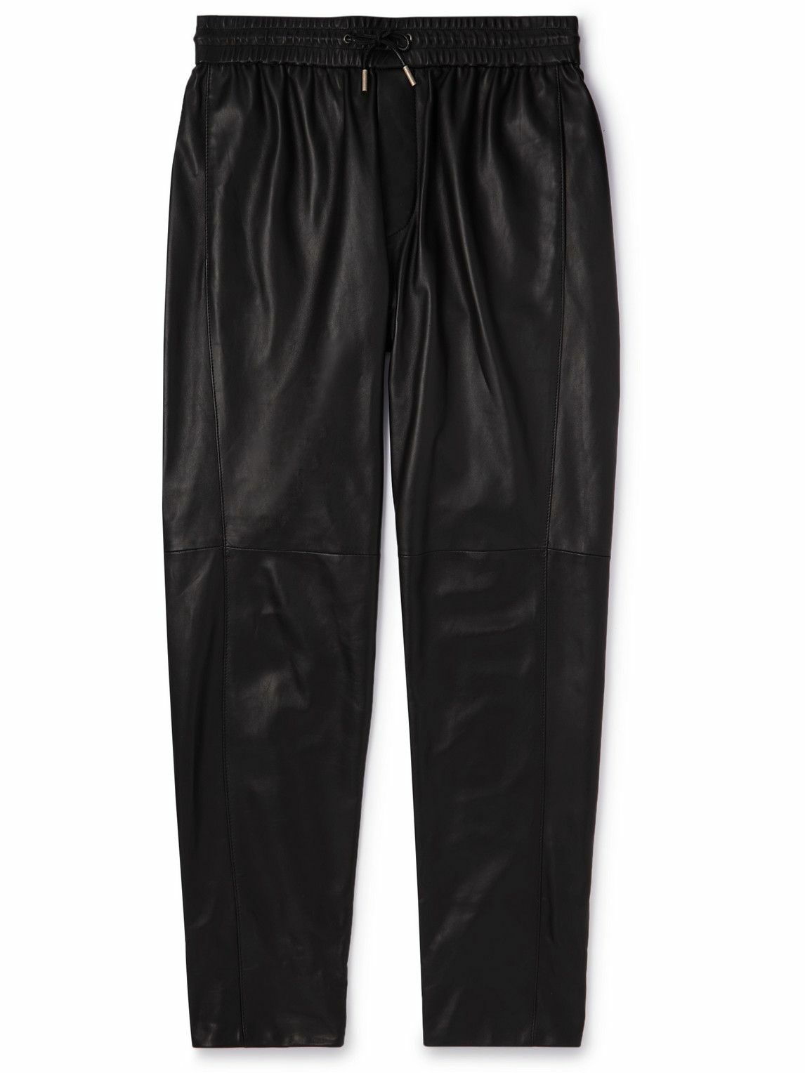 SAINT LAURENT - Tapered Leather Sweatpants - Black Saint Laurent