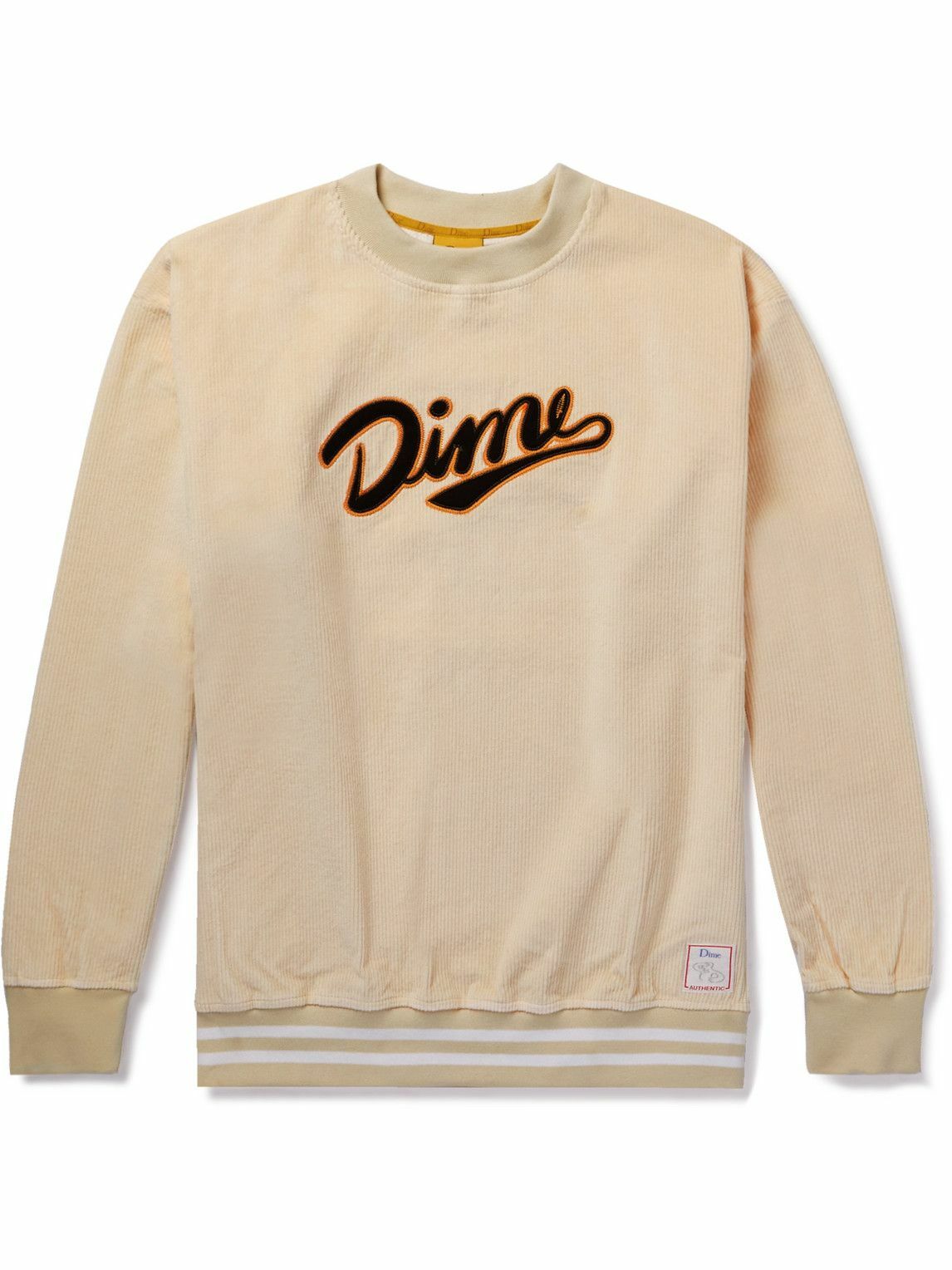 DIME - Team Logo-Appliquéd Cotton-Corduroy Sweatshirt - Neutrals Dime