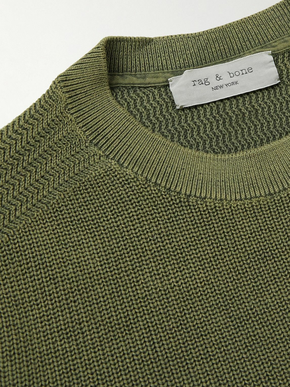 Rag & Bone - Dexter Ribbed Cotton Sweater - Green Rag and Bone