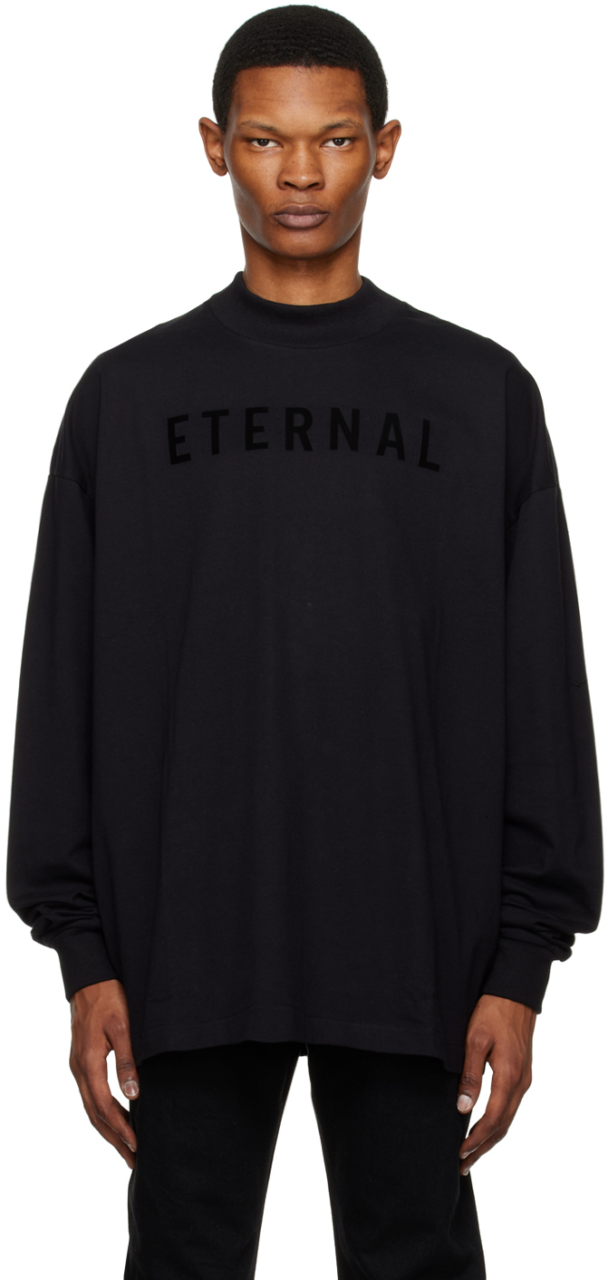 Fear of God Black Flocked Long Sleeve T-Shirt Fear Of God