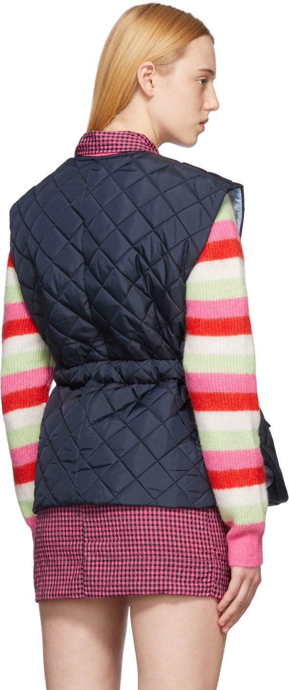 GANNI Navy Recycled Ripstop Quilt Vest GANNI