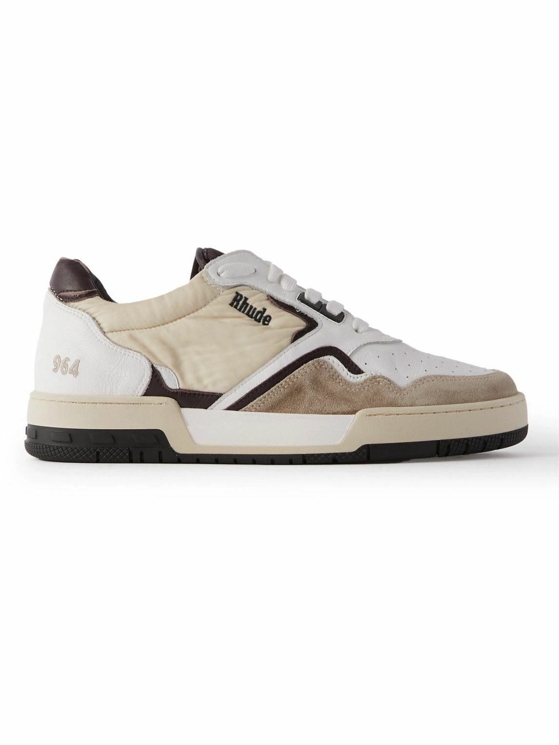 Rhude - Racing Logo-Embroidered Leather, Suede and Shell Sneakers ...