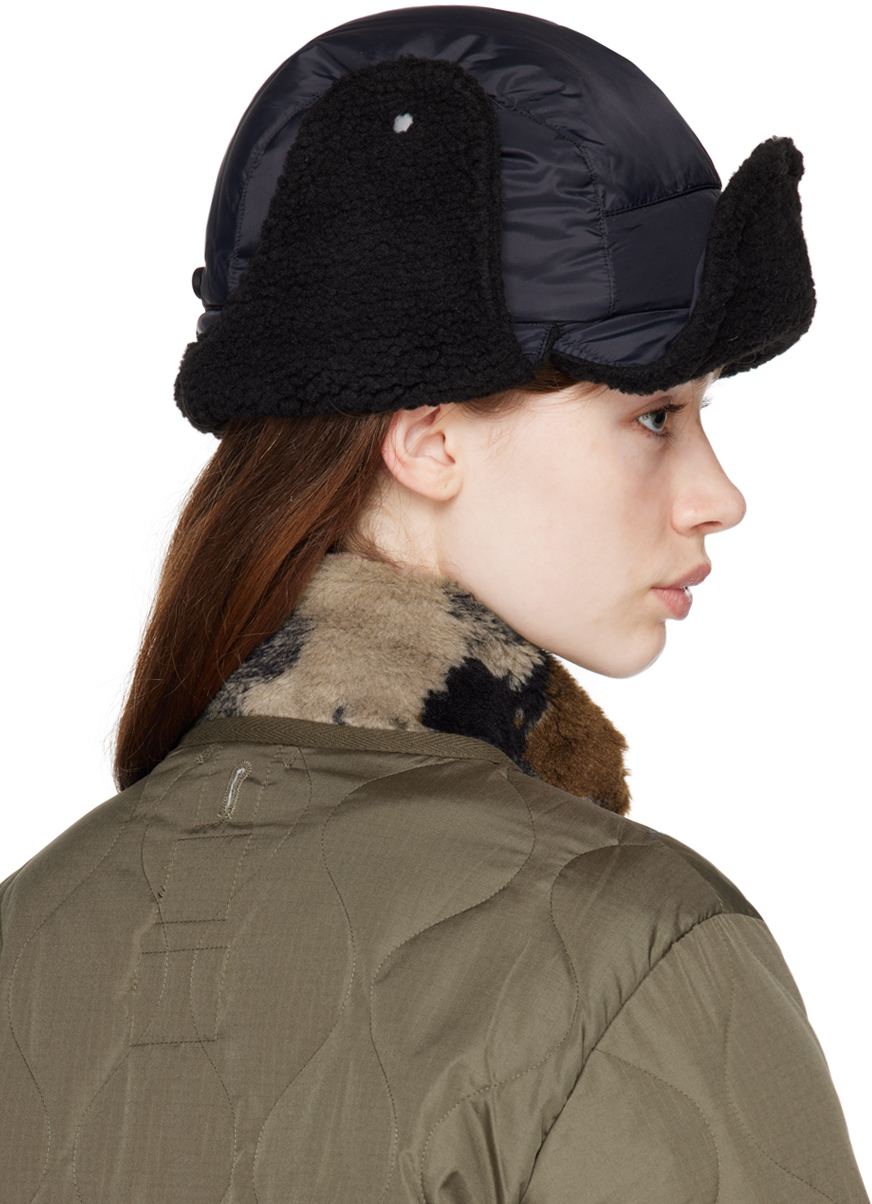 TAION Black Reversible Boa Down Cap Taion Extra