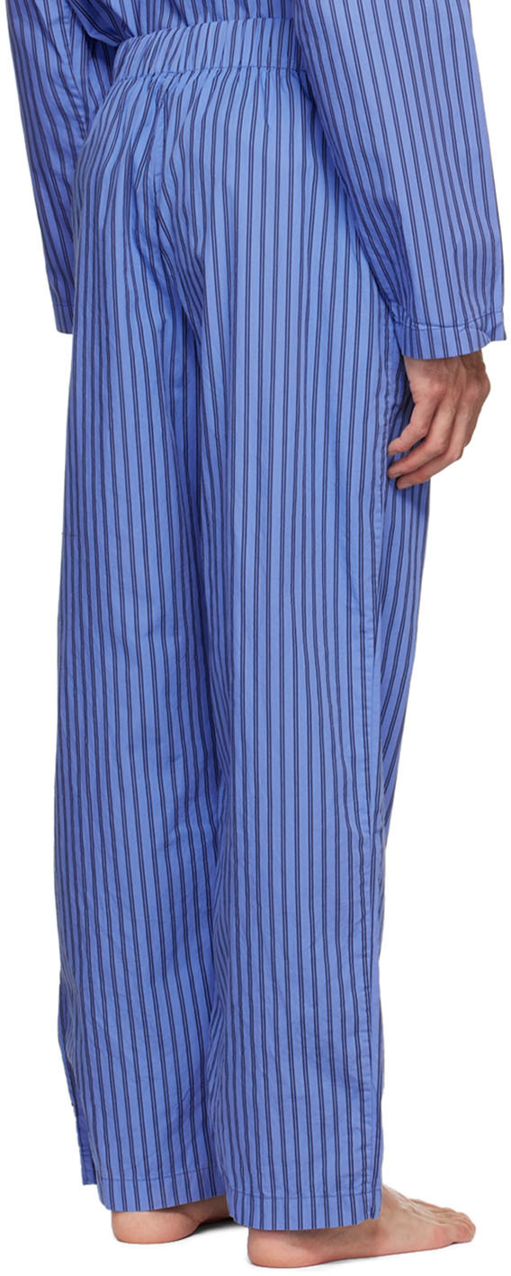 Tekla Blue Organic Cotton Pyjama Pants Tekla Fabrics