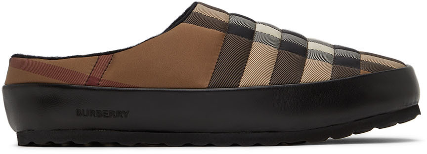 Burberry Brown & Beige Northaven Check Slippers Burberry