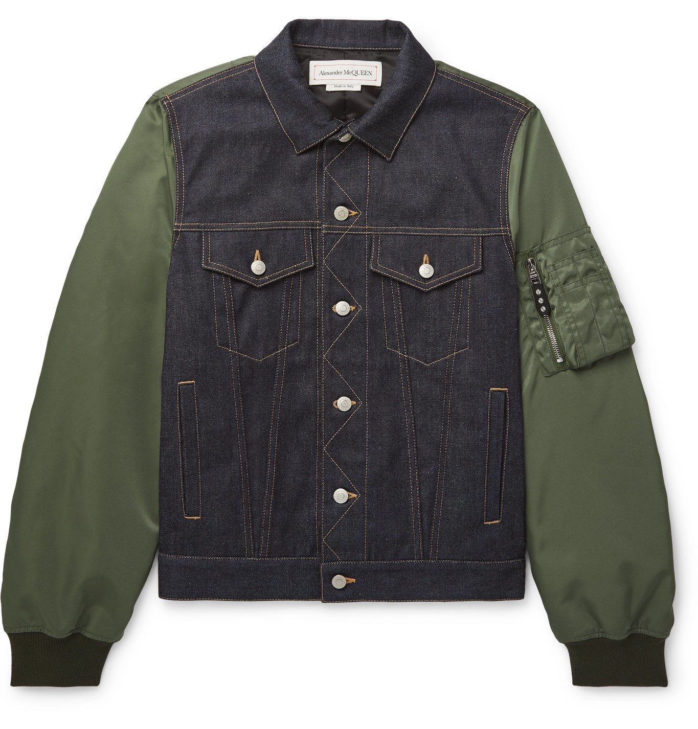 Alexander McQueen - Slim-Fit Panelled Padded Shell and Denim Jacket ...