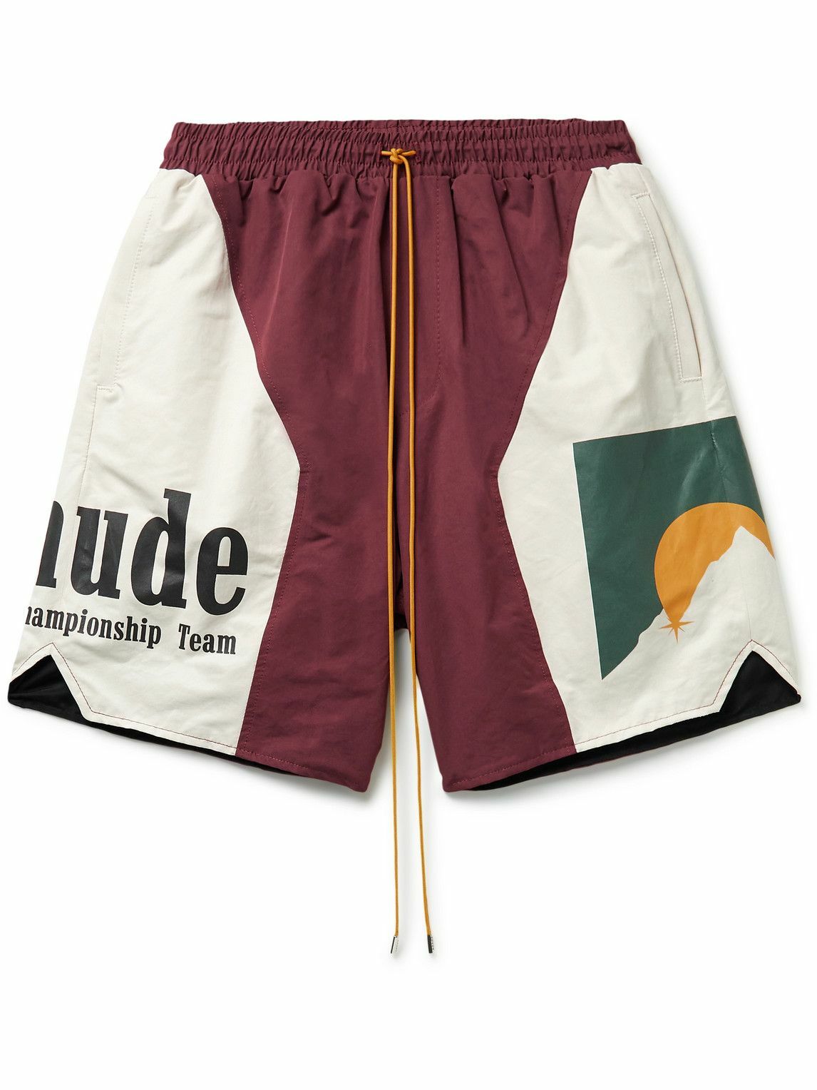 Rhude - Straight-Leg Logo-Print Cotton-Blend Drawstring Shorts - Red Rhude