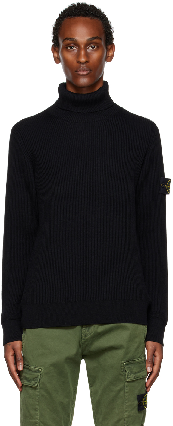 Stone Island Black Ribbed Turtleneck Stone Island