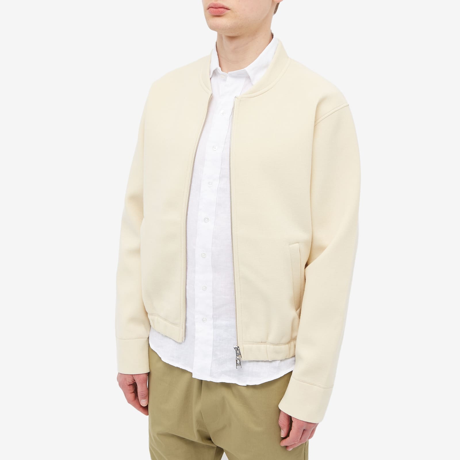 AMI Men's Zipped Bomber Jacket in Vanilla AMI