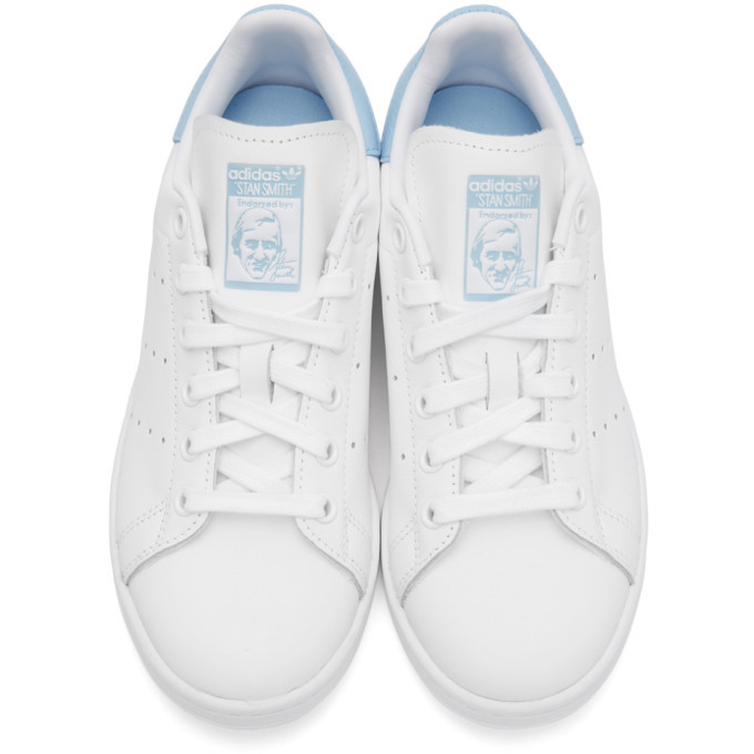 adidas Originals White and Blue Stan Smith Sneakers adidas Originals