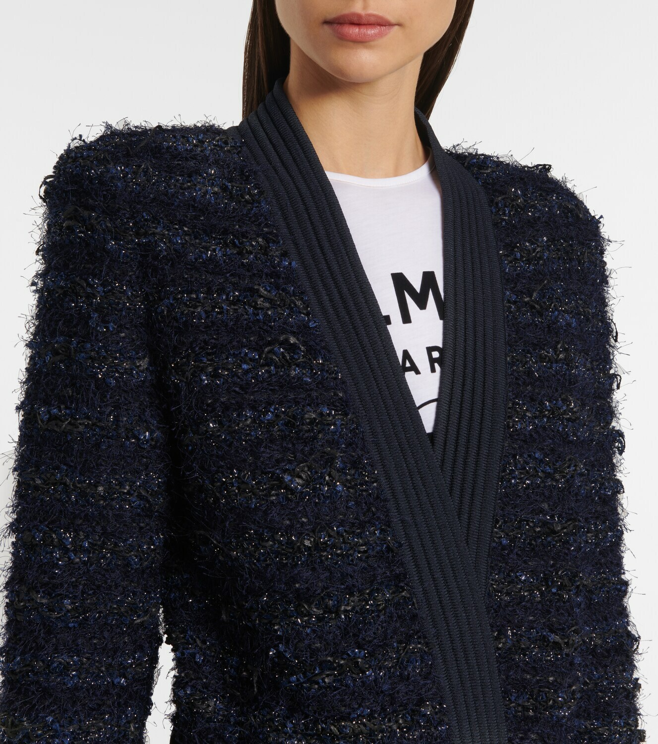 Balmain - Self-tie tweed knit cardigan Balmain