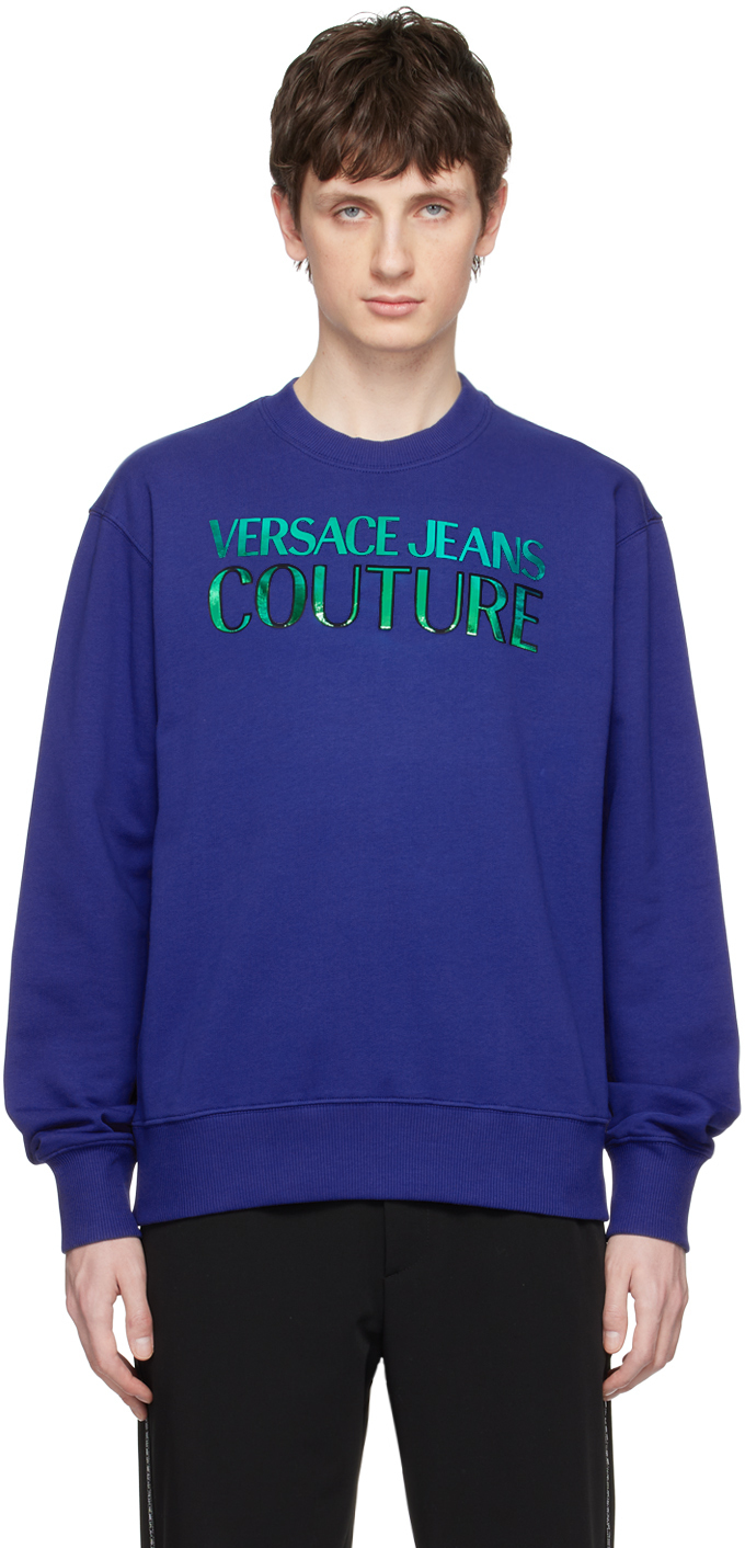Versace Jeans Couture Blue Iridescent Sweatshirt Versace