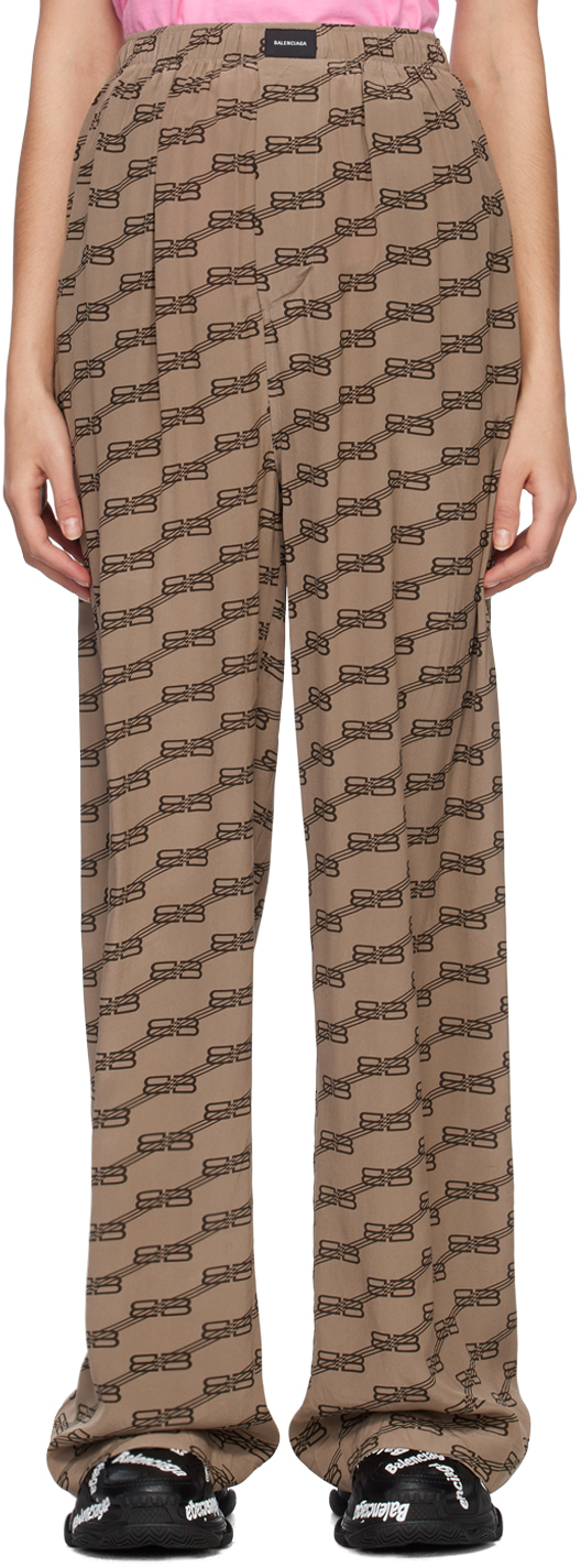 Balenciaga Beige BB Monogram Lounge Pants Balenciaga