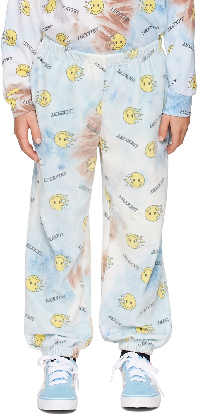 Luckytry Kids Blue Smile Track Pants Luckytry