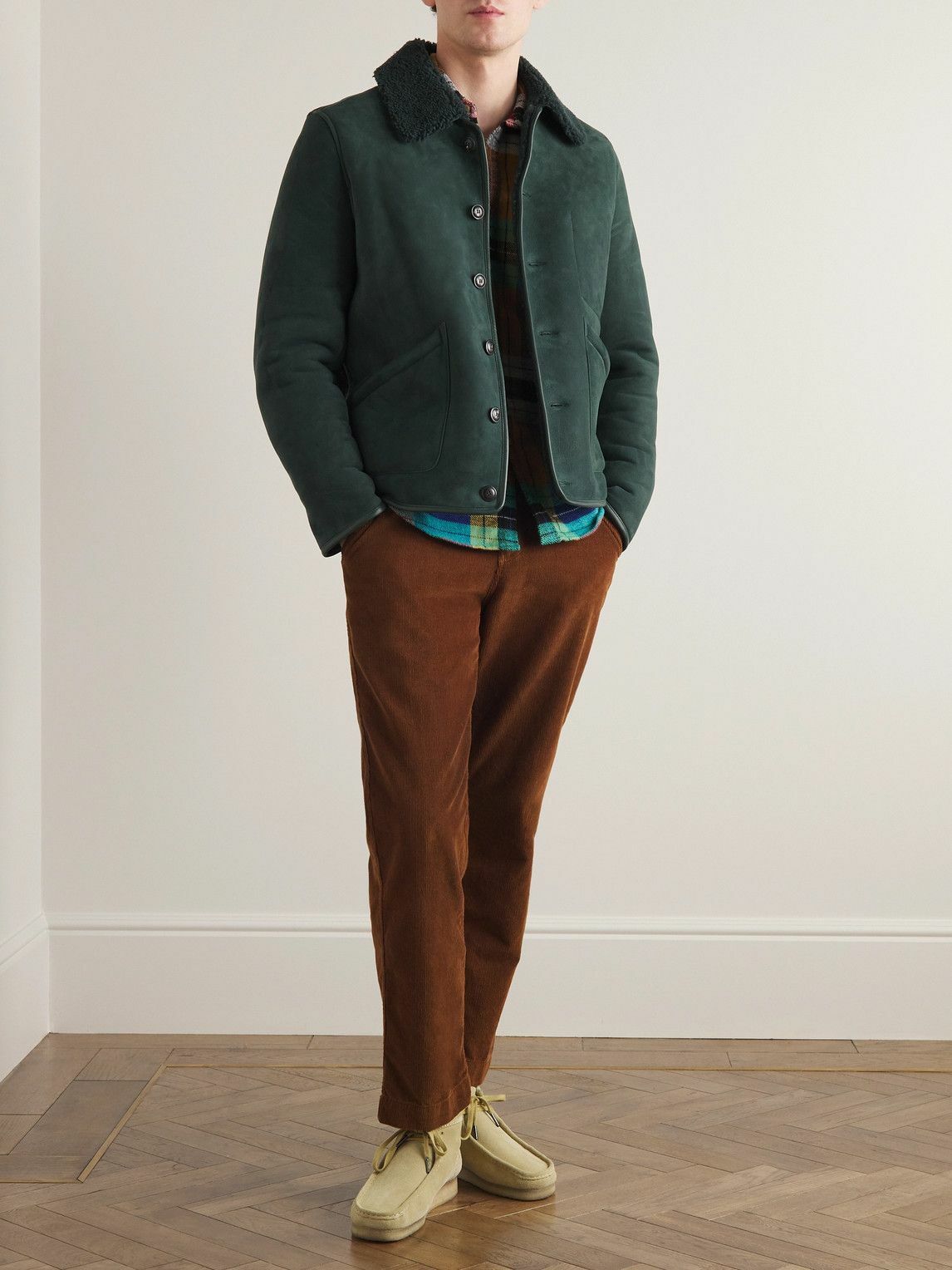 YMC - Brainticket MK2 Leather-Trimmed Shearling Jacket - Green YMC