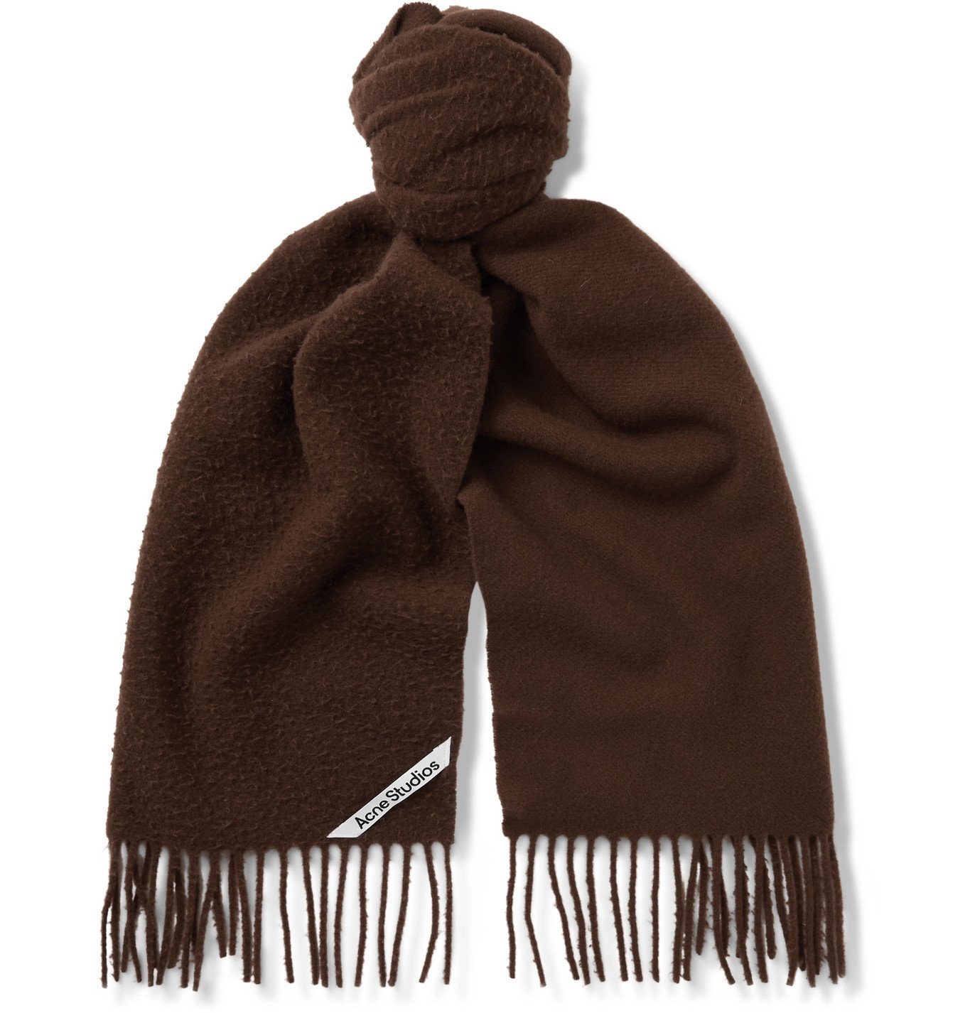 ACNE STUDIOS - Fringed Brushed-Wool Scarf - Brown Acne Studios