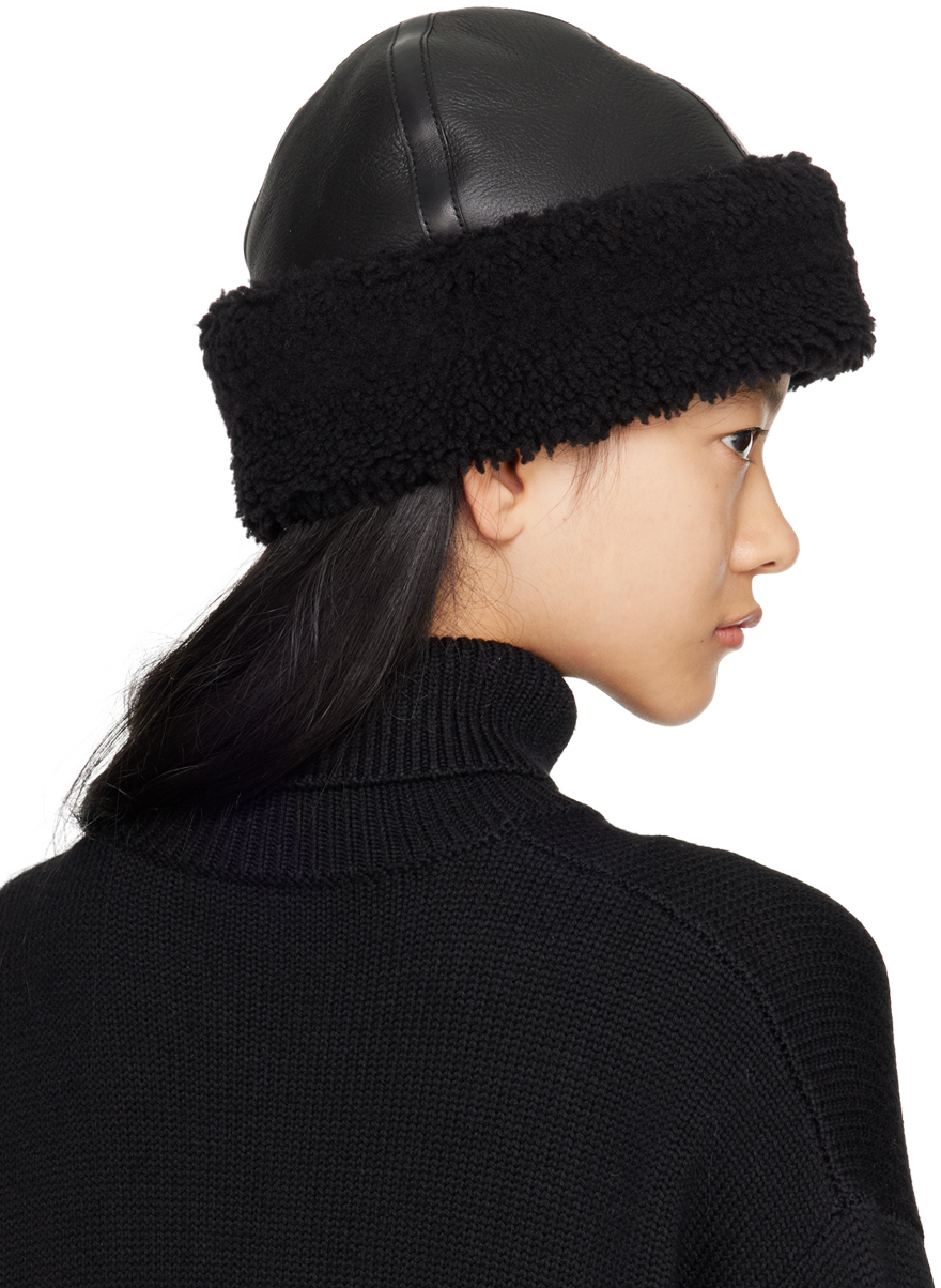 Totême Black Shearling Beanie Toteme