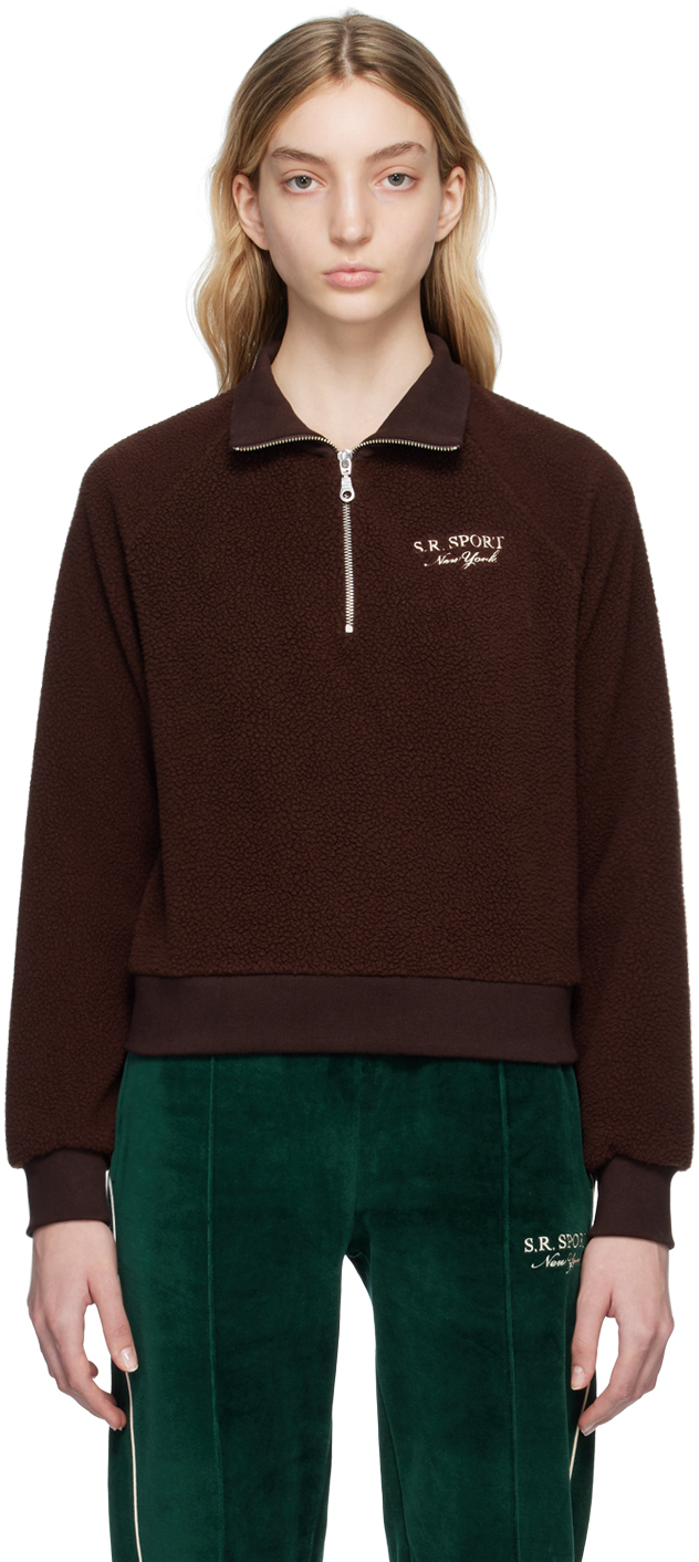 Sporty & Rich Brown Half-Zip Sweater Sporty & Rich