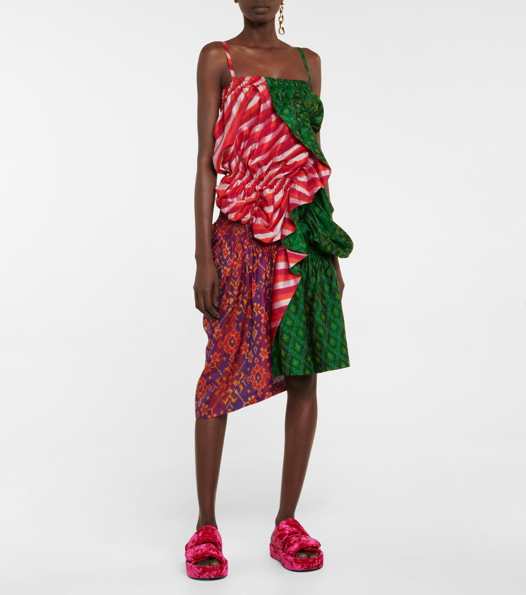 Dries Van Noten - Patchwork silk ikat midi dress Dries Van Noten