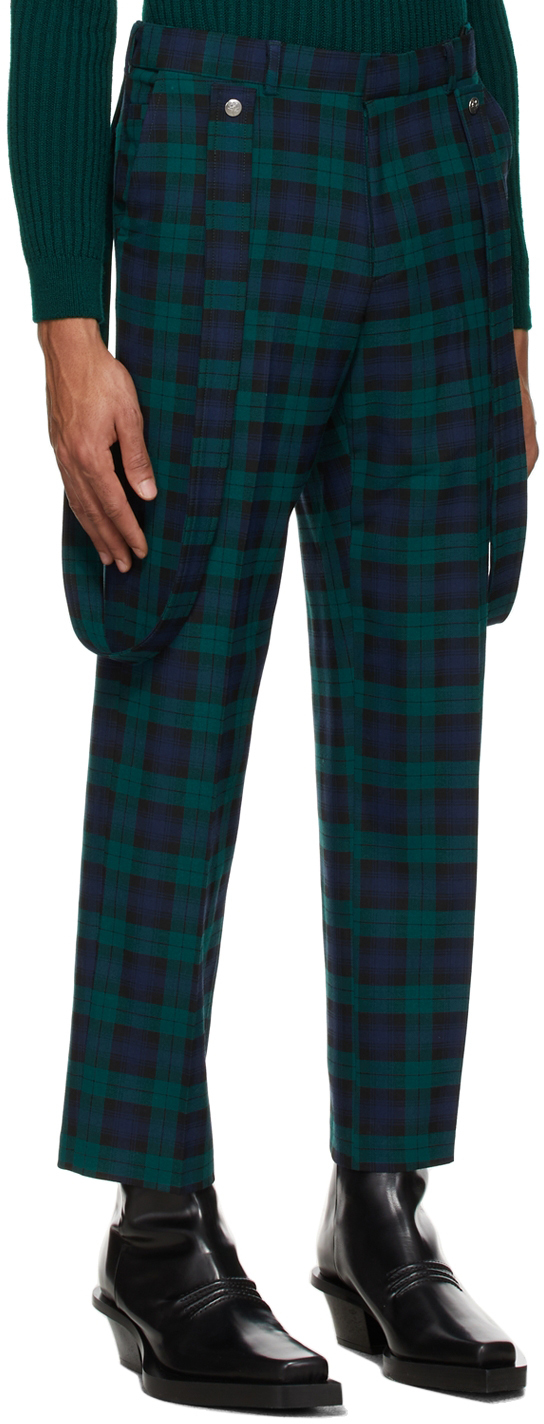 Thebe Magugu Green & Navy Check Trousers