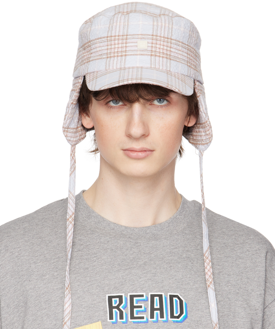 Acne Studios Blue Check Trapper Cap Acne Studios