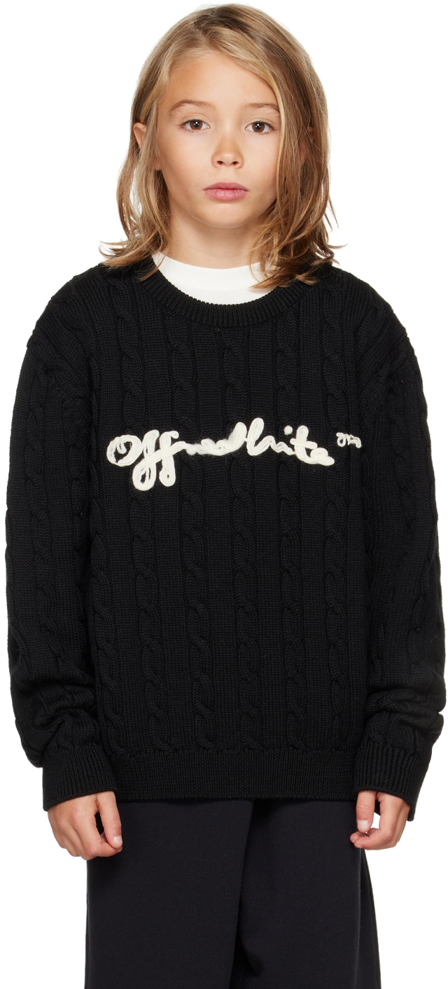 Off-White Kids Black Off Script Sweater Off-White