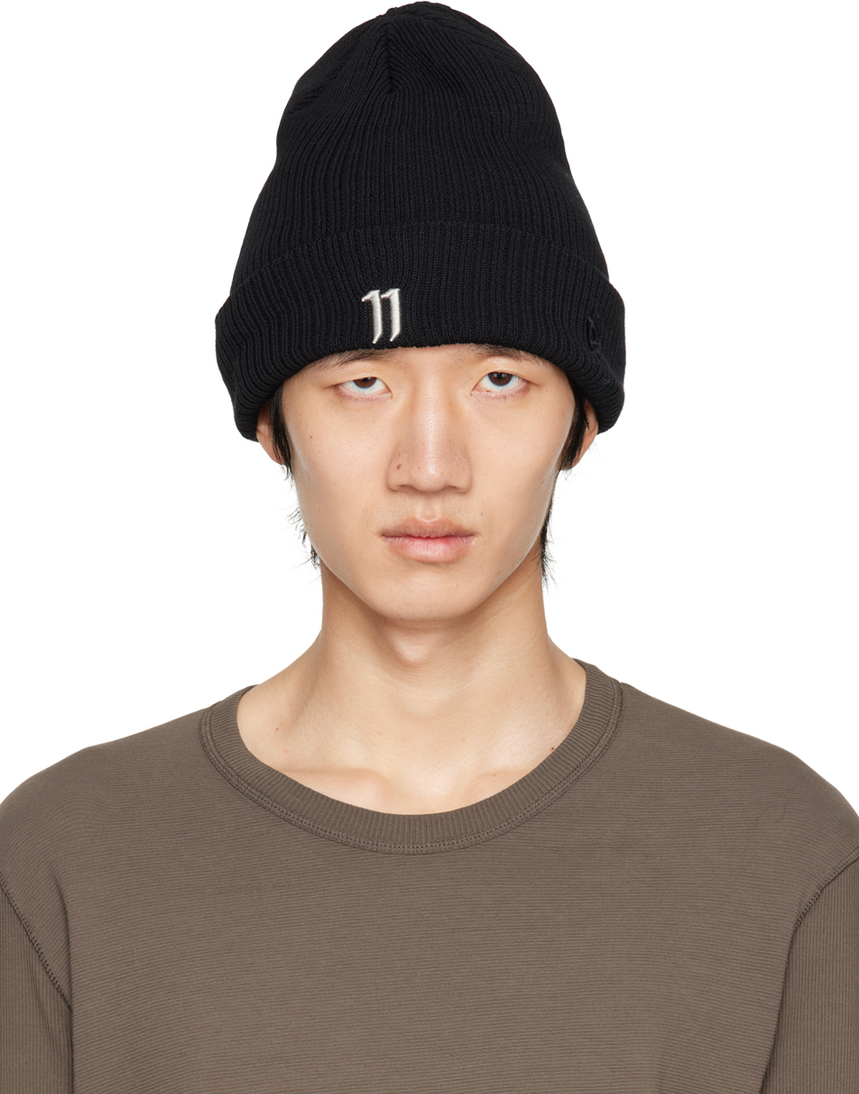 11 by Boris Bidjan Saberi Black Ribbed Beanie 11 by Boris Bidjan Saberi