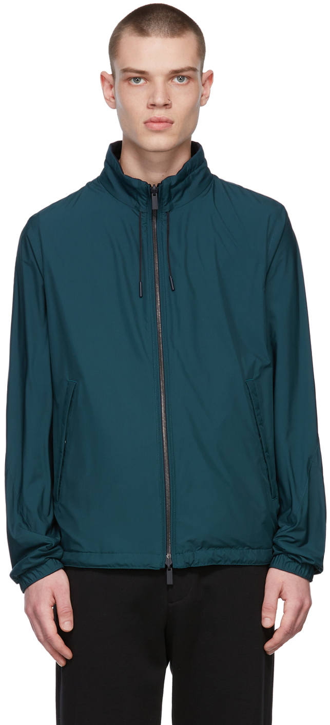 Ermenegildo Zegna Reversible Blue Packaway Zephyr Light Bomber Jacket ...