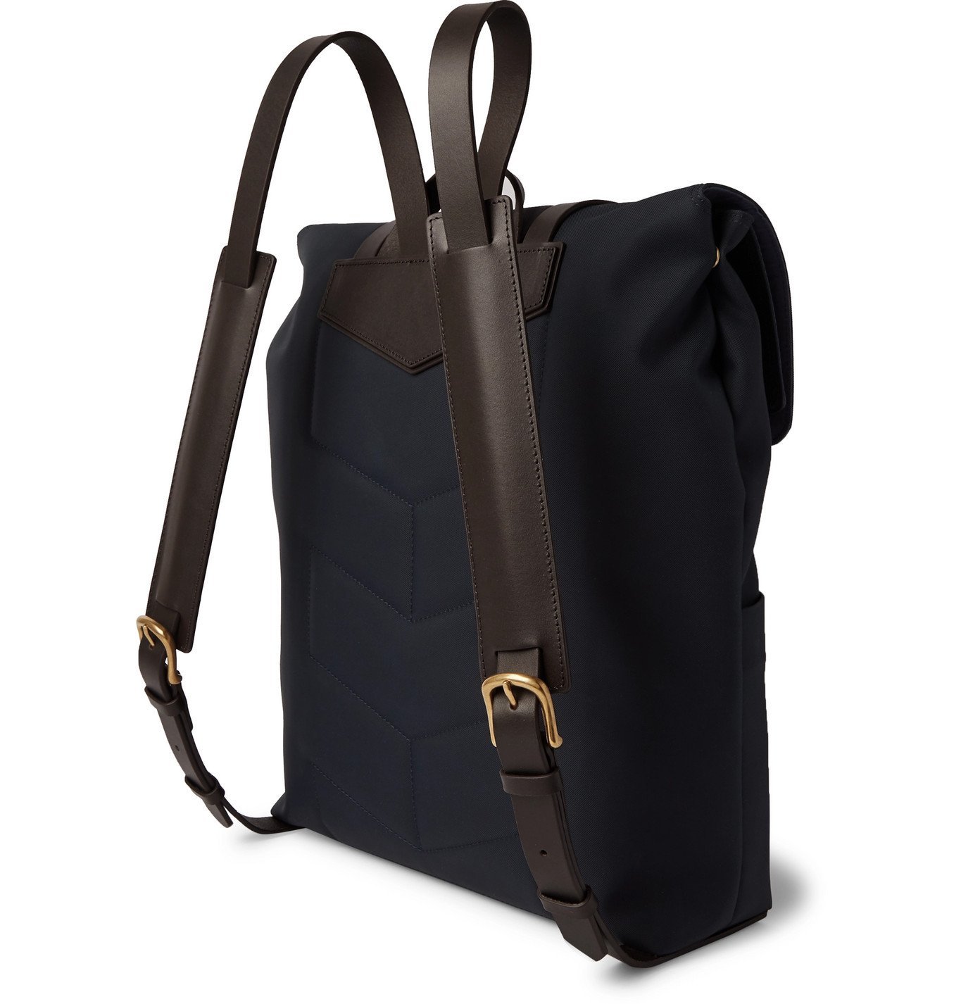 Mismo - Leather-Trimmed Canvas Backpack - Blue Mismo