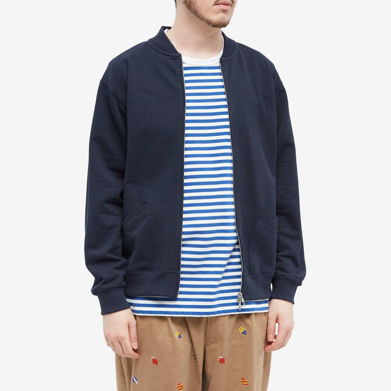 Beams Plus Men's Zip Sweat Bomber Jacket in Navy Beams Plus