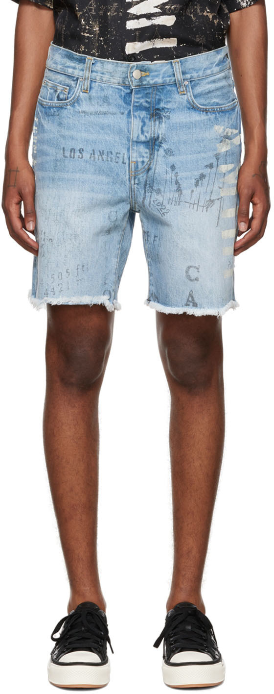 AMIRI Blue Military Stencil Shorts Amiri