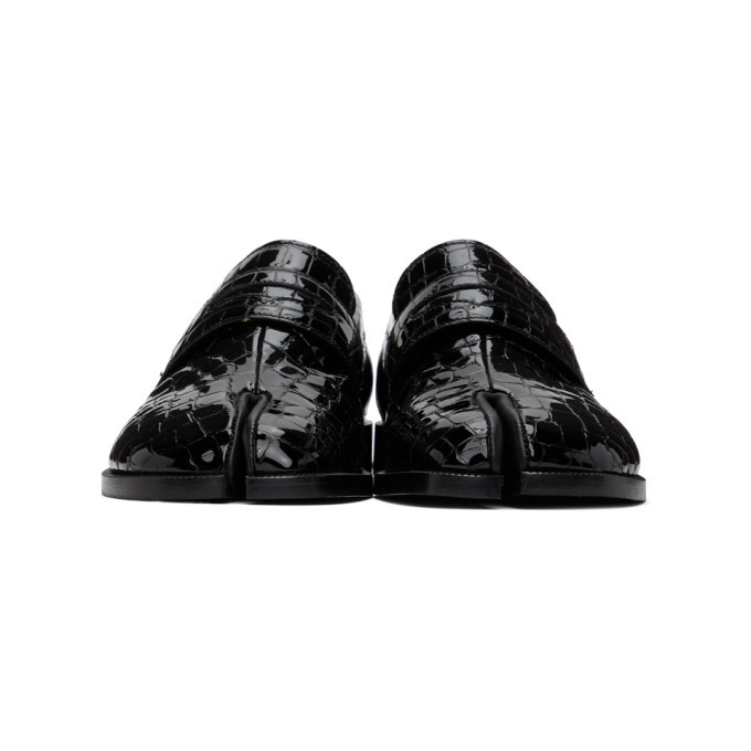 Maison Margiela Black Croc Tabi Advocate Loafers Maison Margiela