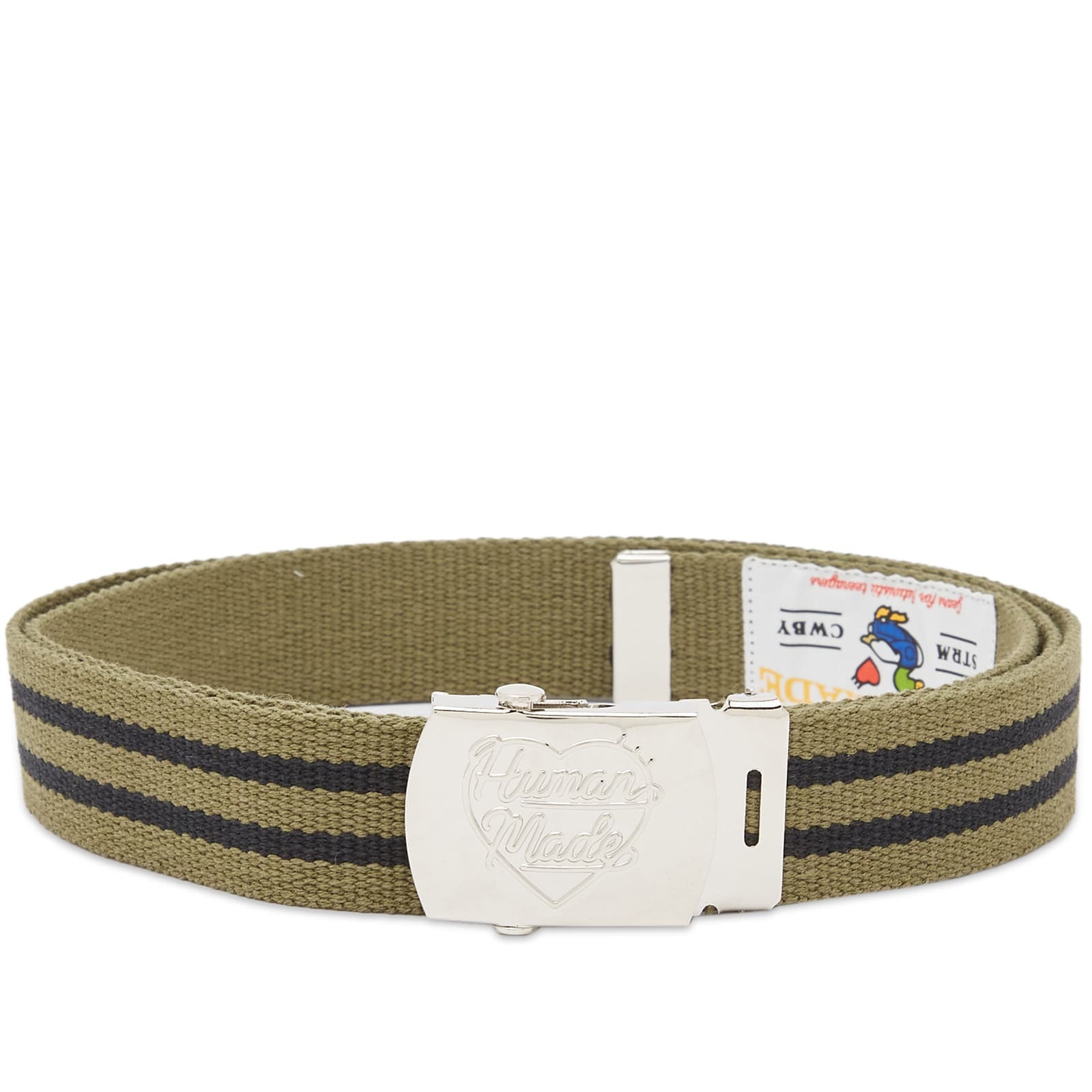 Human Made Men's Striped Web Belt in Olive Drab Human Made