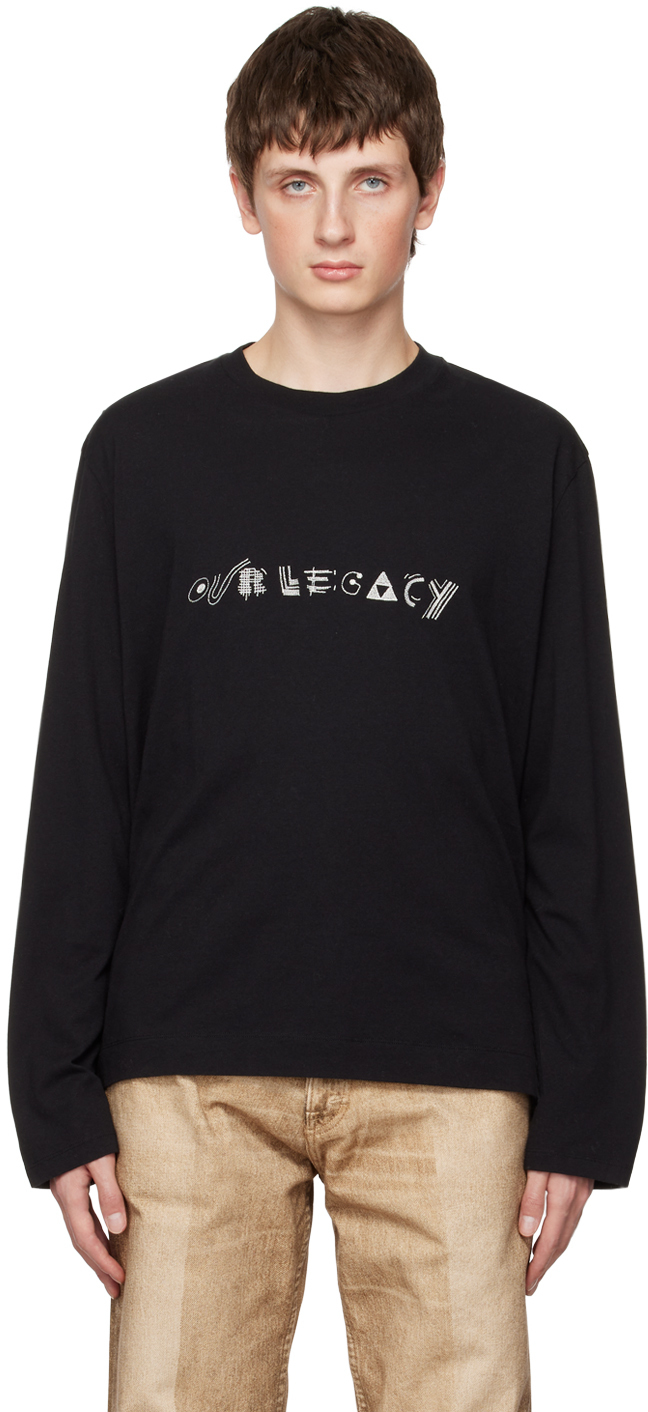 Our Legacy Black Abstract Embroidery Long Sleeve T-Shirt Our Legacy