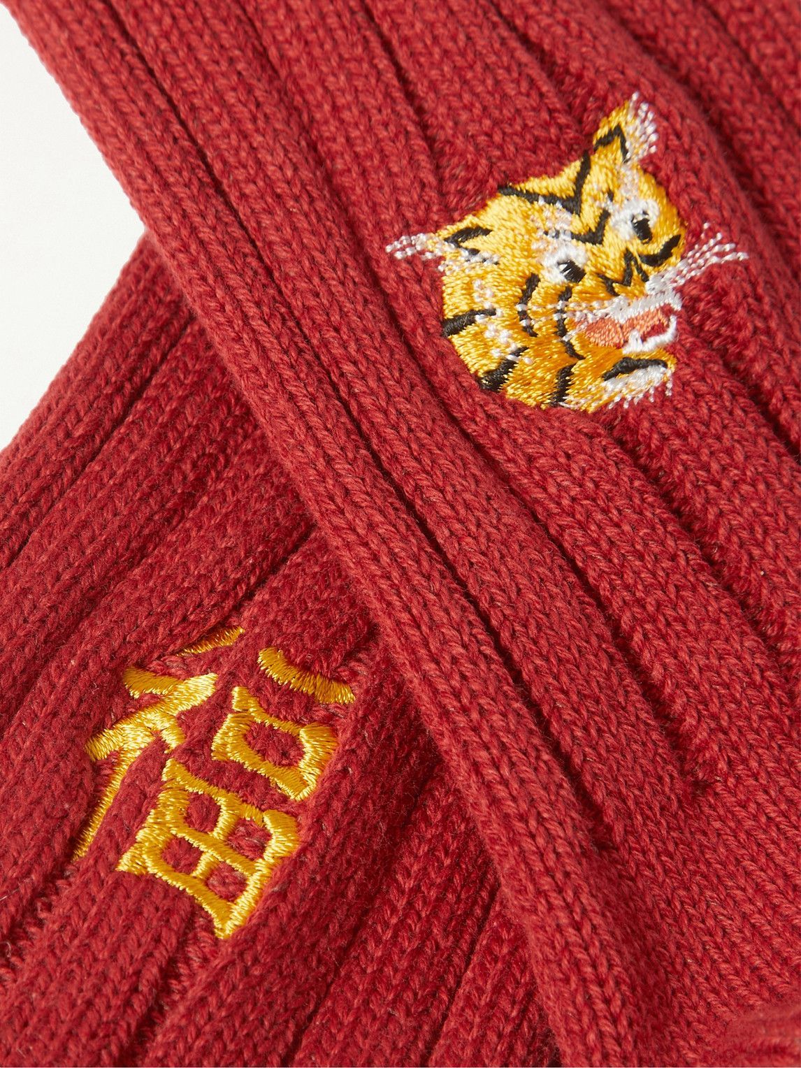 Rostersox - Tiger Embroidered Ribbed Cotton-Blend Socks Rostersox