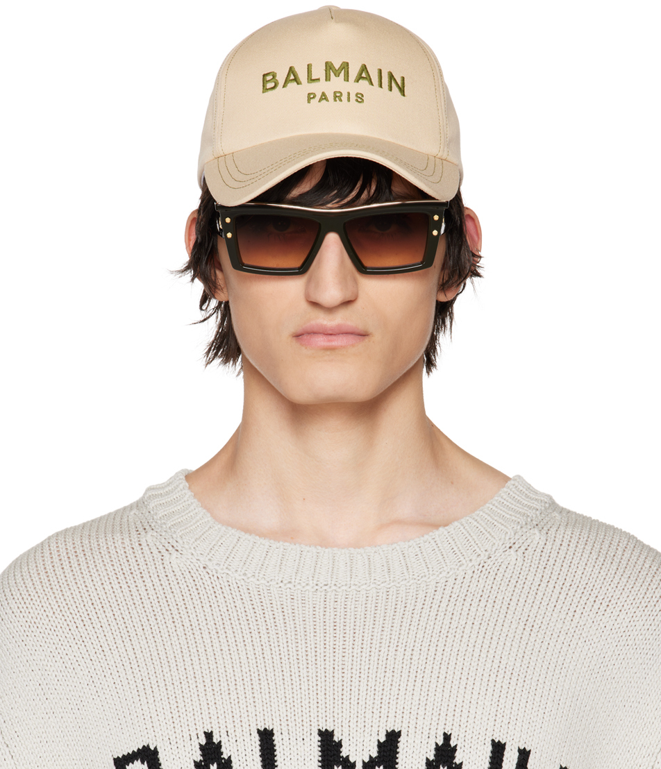 Balmain Beige Embroidered Cap Balmain