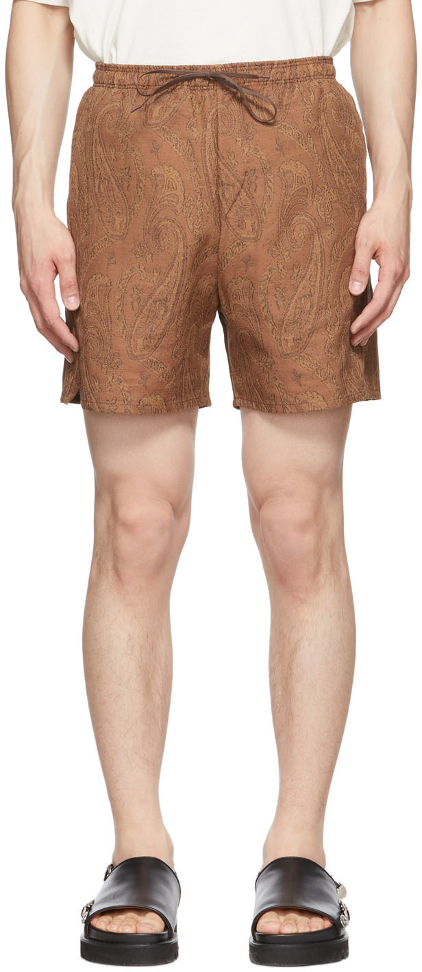 Kuro Brown Paisley Shorts Kuro