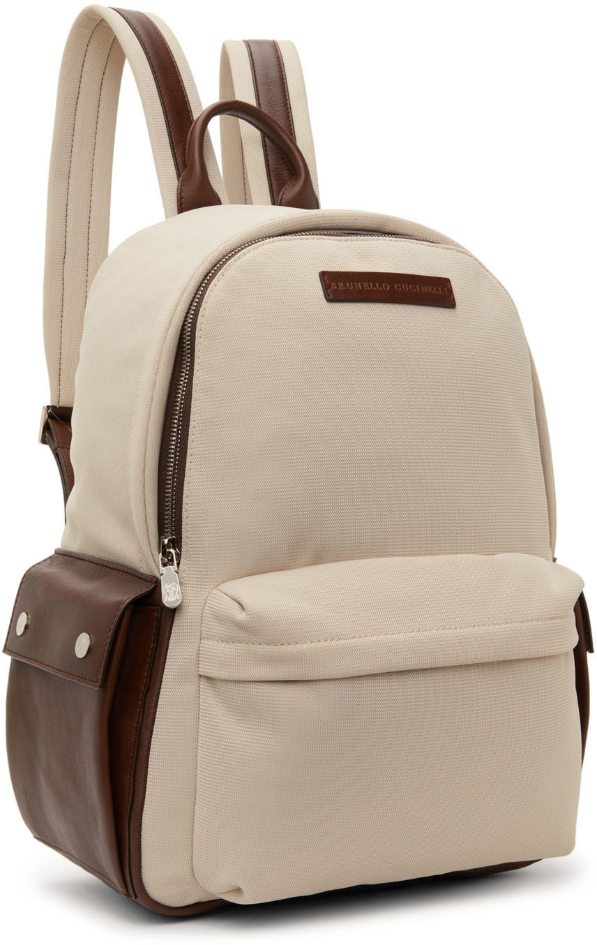 Brunello Cucinelli Beige & Brown Nylon Backpack Brunello Cucinelli
