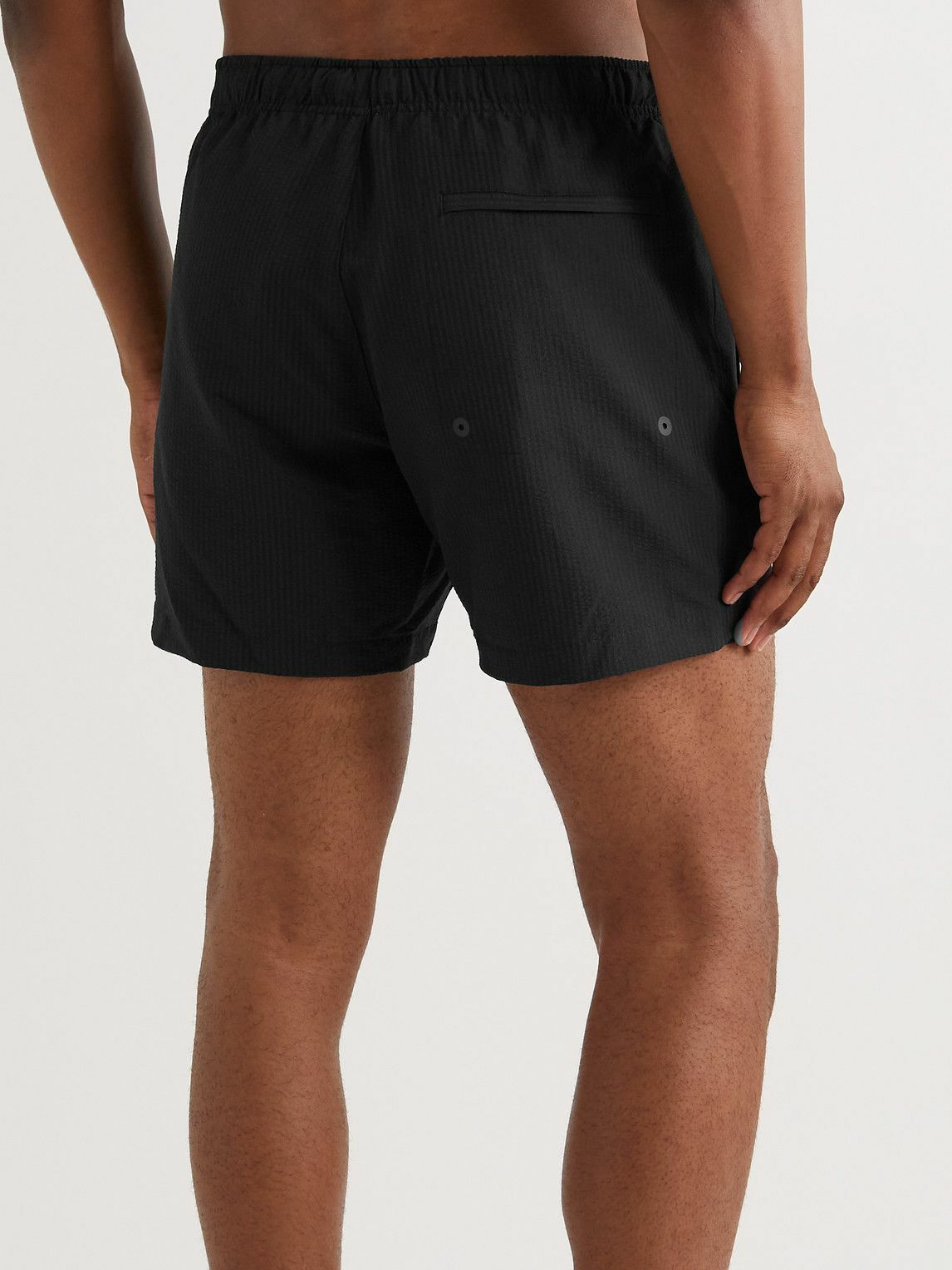 Theory - Jace Striped Recycled-Seersucker Swim Shorts - Black Theory