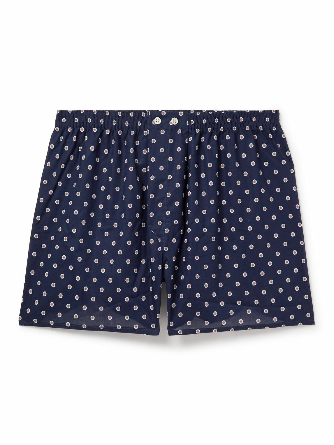 Derek Rose - Nelson Printed Cotton-Poplin Boxer Shorts - Blue Derek Rose